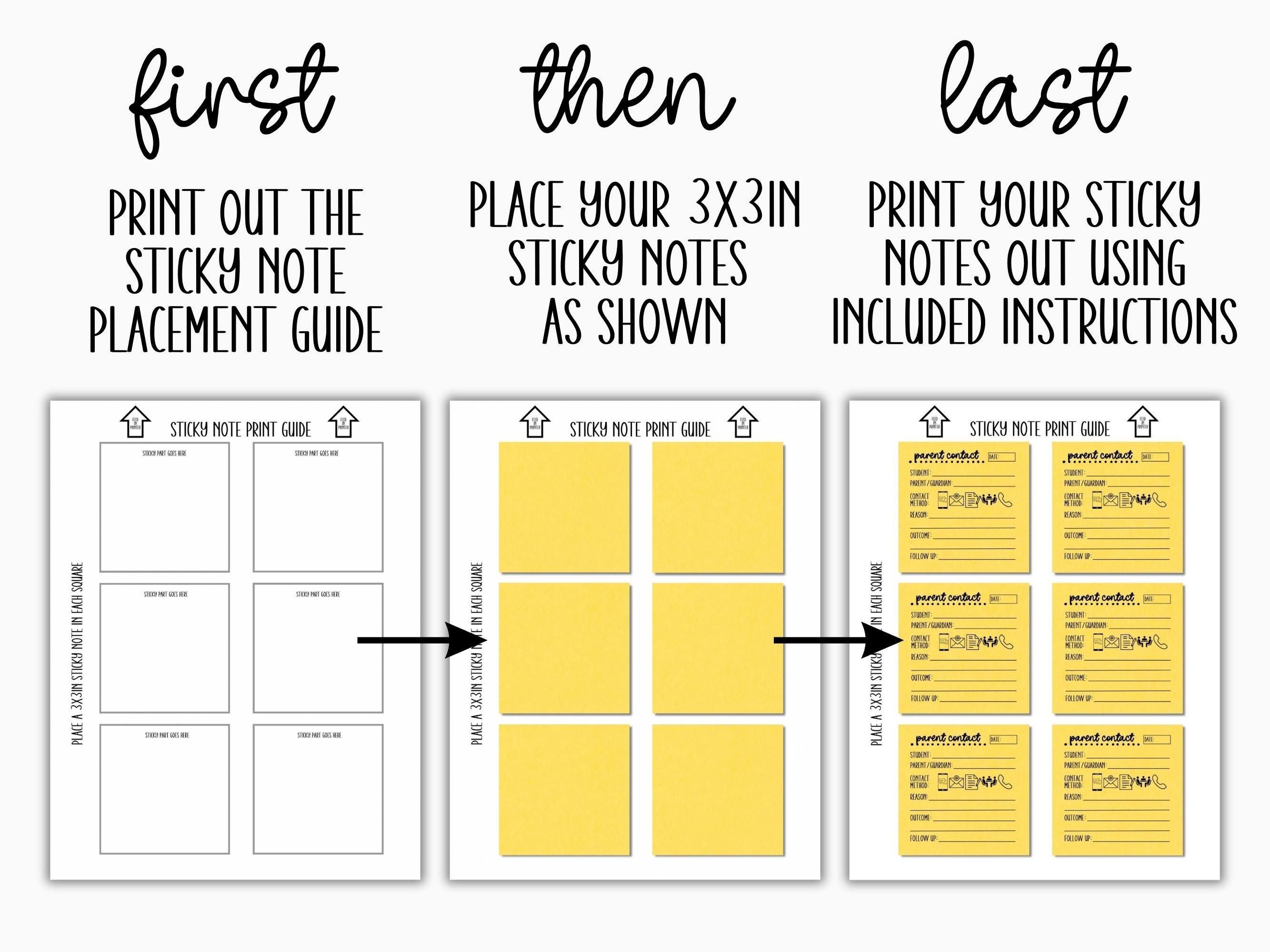 Printable Parent Contact Log, Sticky Note Templates, Contact Log ...