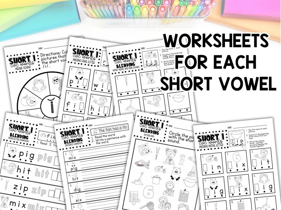 CVC Word Activities Short Vowel Centers Phonics Games for - Etsy