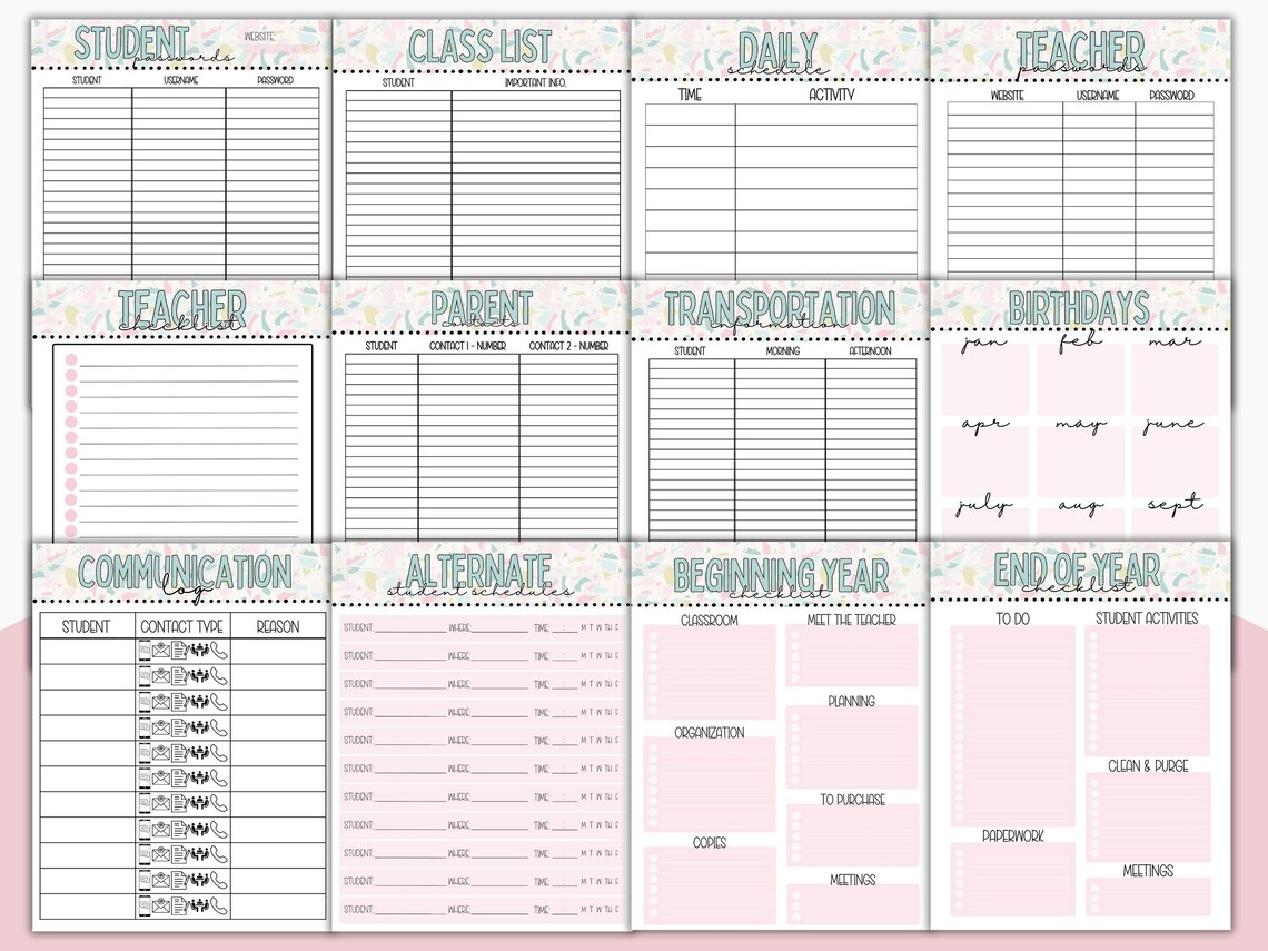Editable Self Contained Special Education Planner, Terrazzo Teacher ...