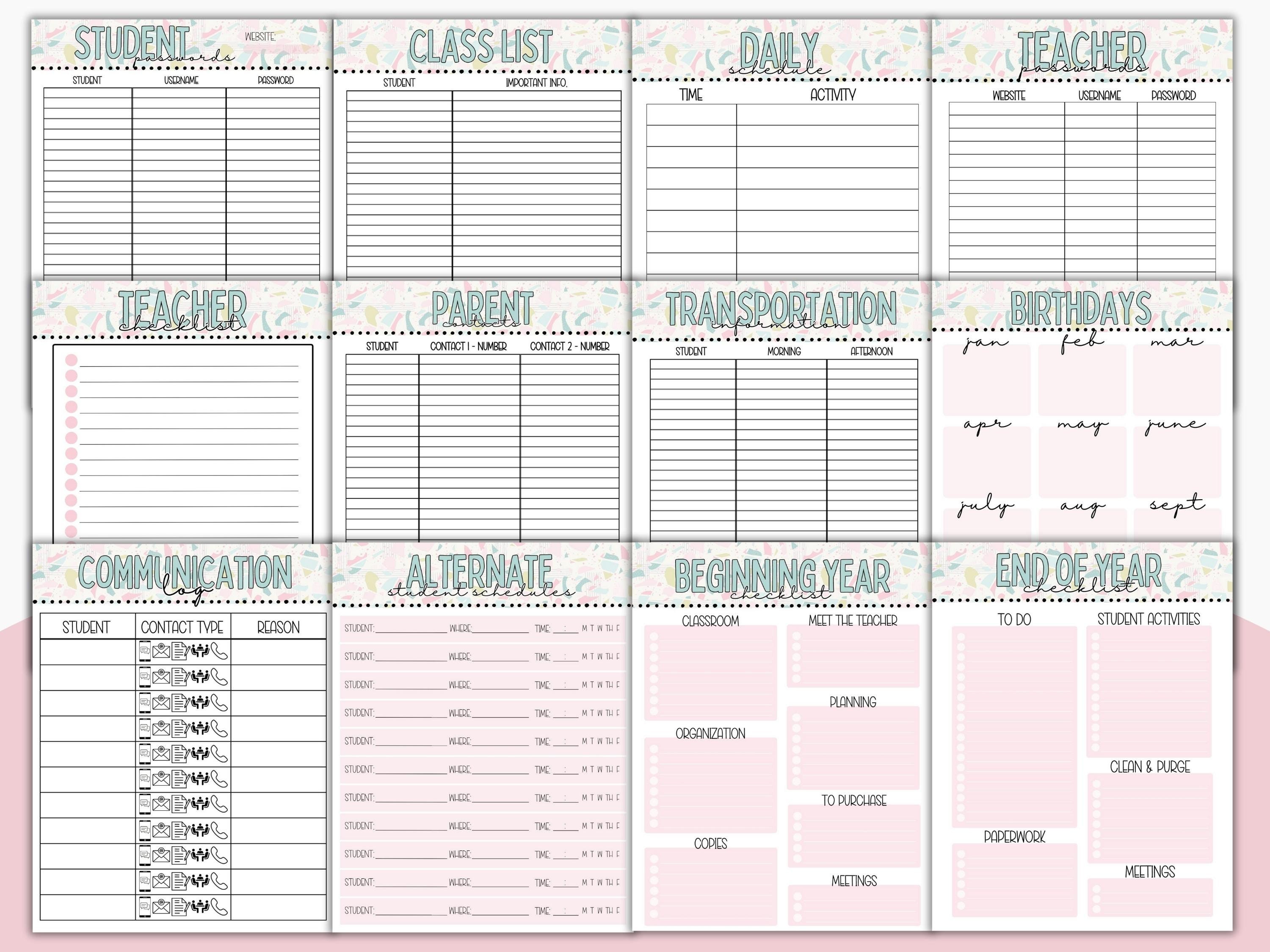 Editable Self Contained Special Education Planner, Terrazzo Teacher ...