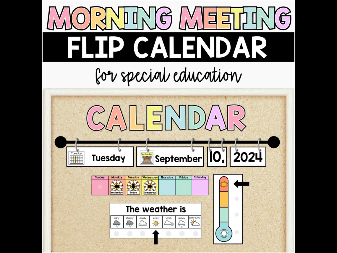 Morning Meeting Flip Calendar for Special Education, AAC Visual ...