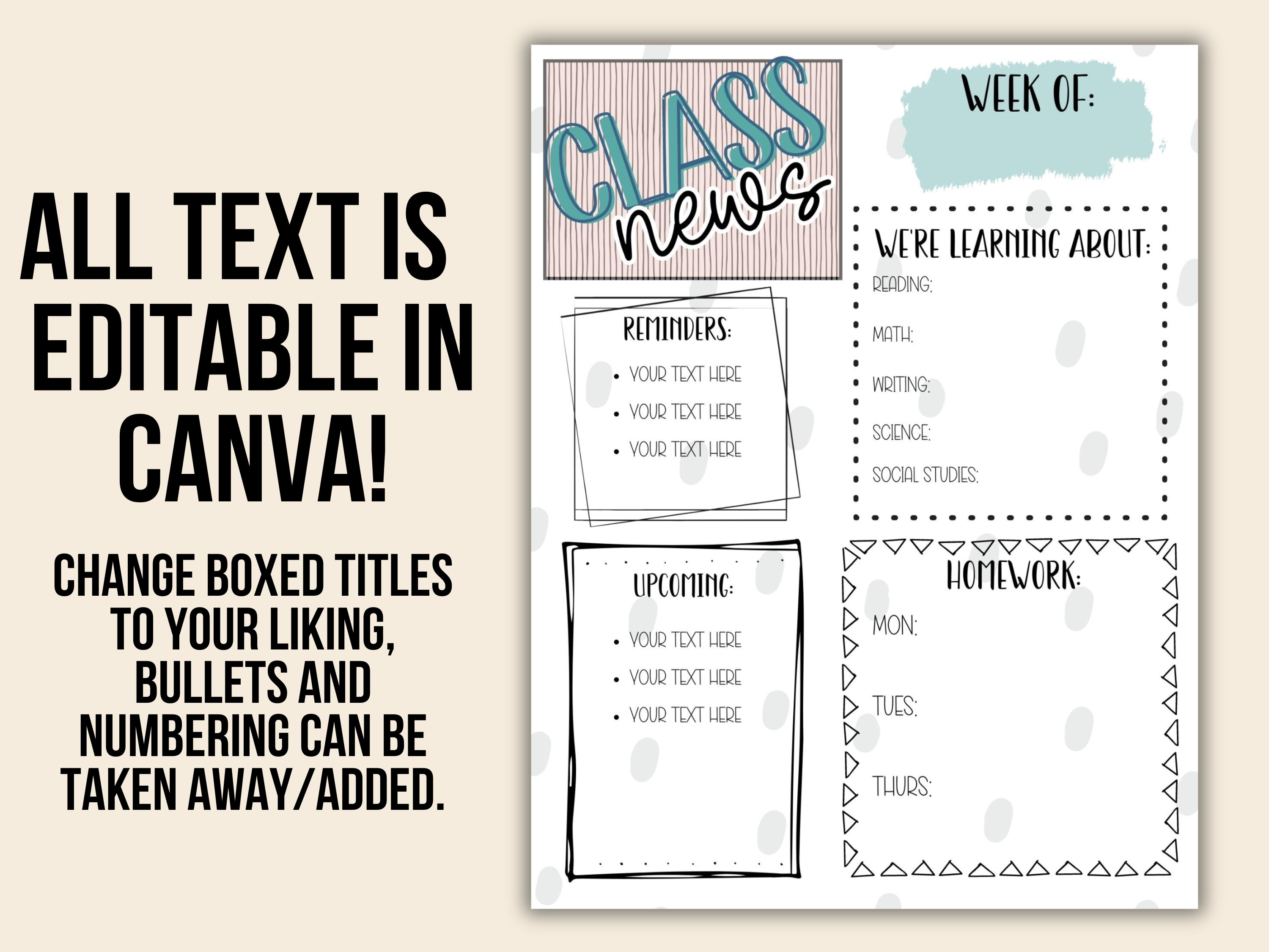Editable Classroom Newsletter Template, Colorful Boho Class Newsletter ...