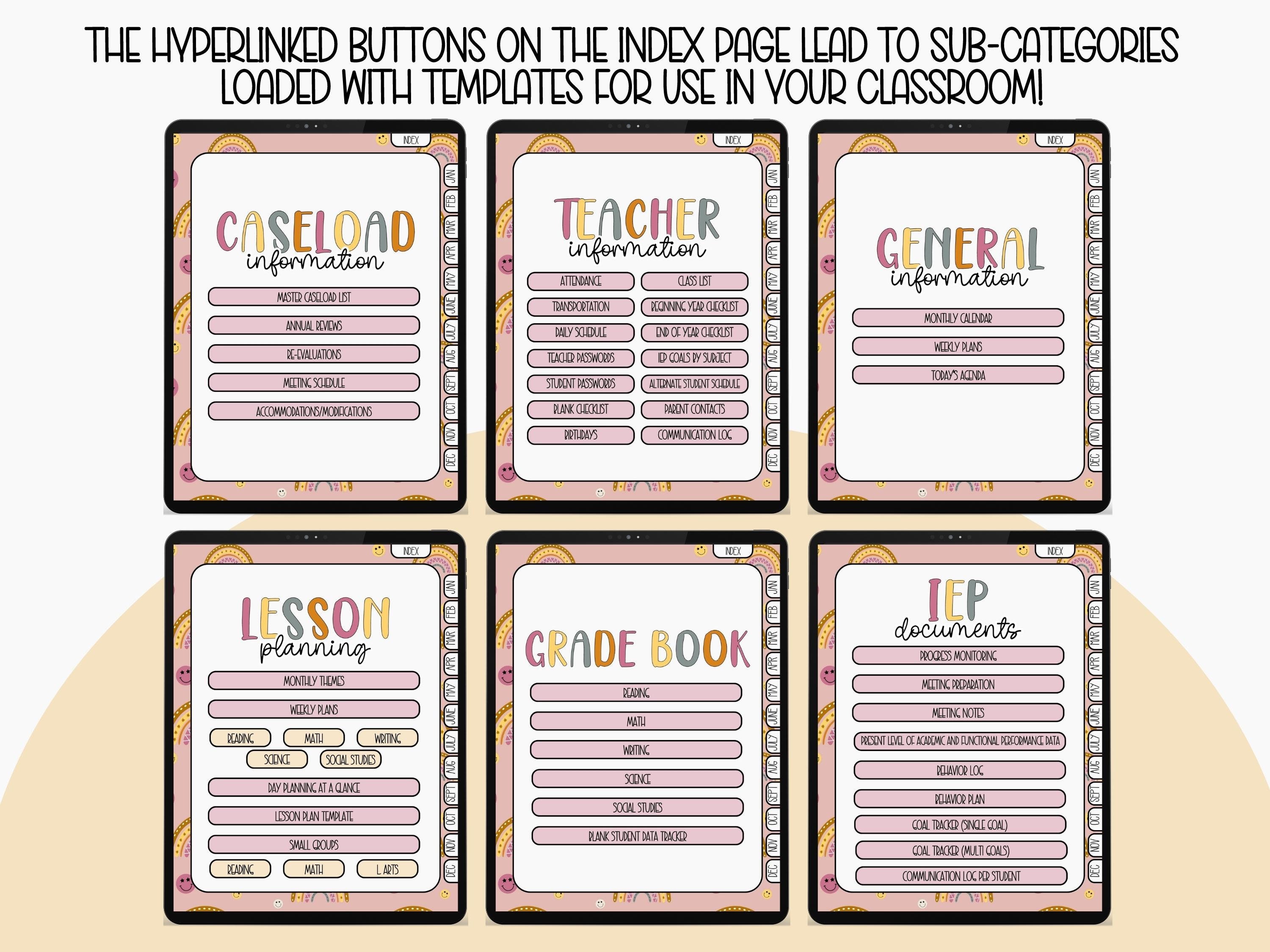 Digital SELF CONTAINED Rainbow Special Education Planner, Caseload and ...