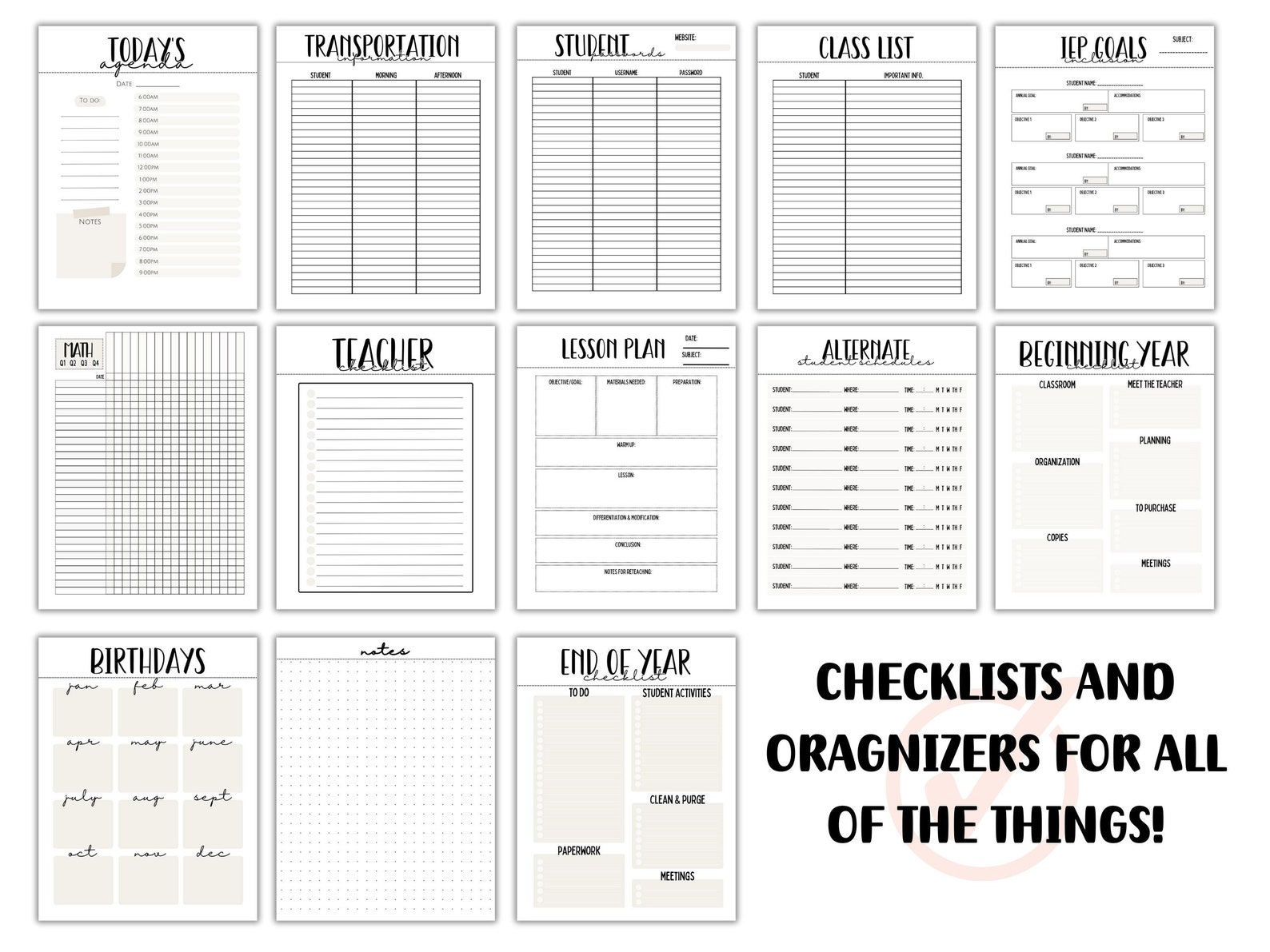 Editable Self Contained Special Education Planner, Printable SPED ...