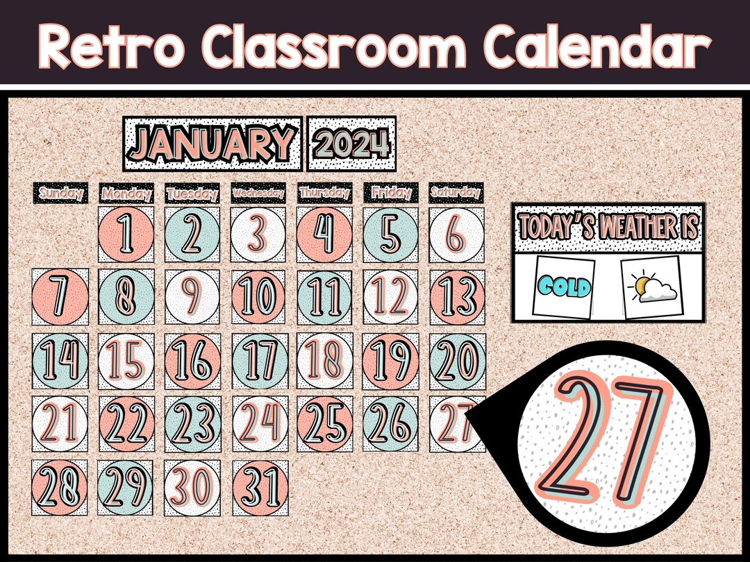 Printable Retro Classroom Decor Retro Calendar Morning - Etsy