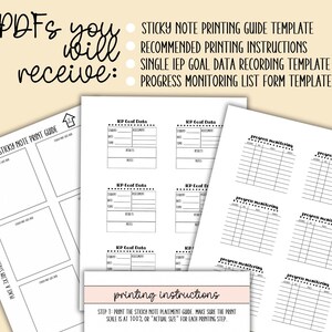 Printable IEP Goal Sticky Note Templates, Progress Monitoring, IEP ...