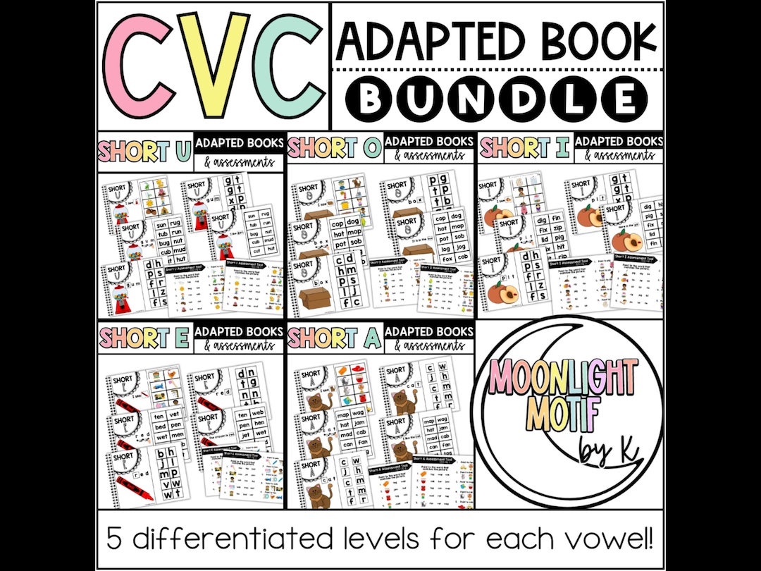 CVC Adapted Books BUNDLE, Special Education Instruction, Short Vowel ...