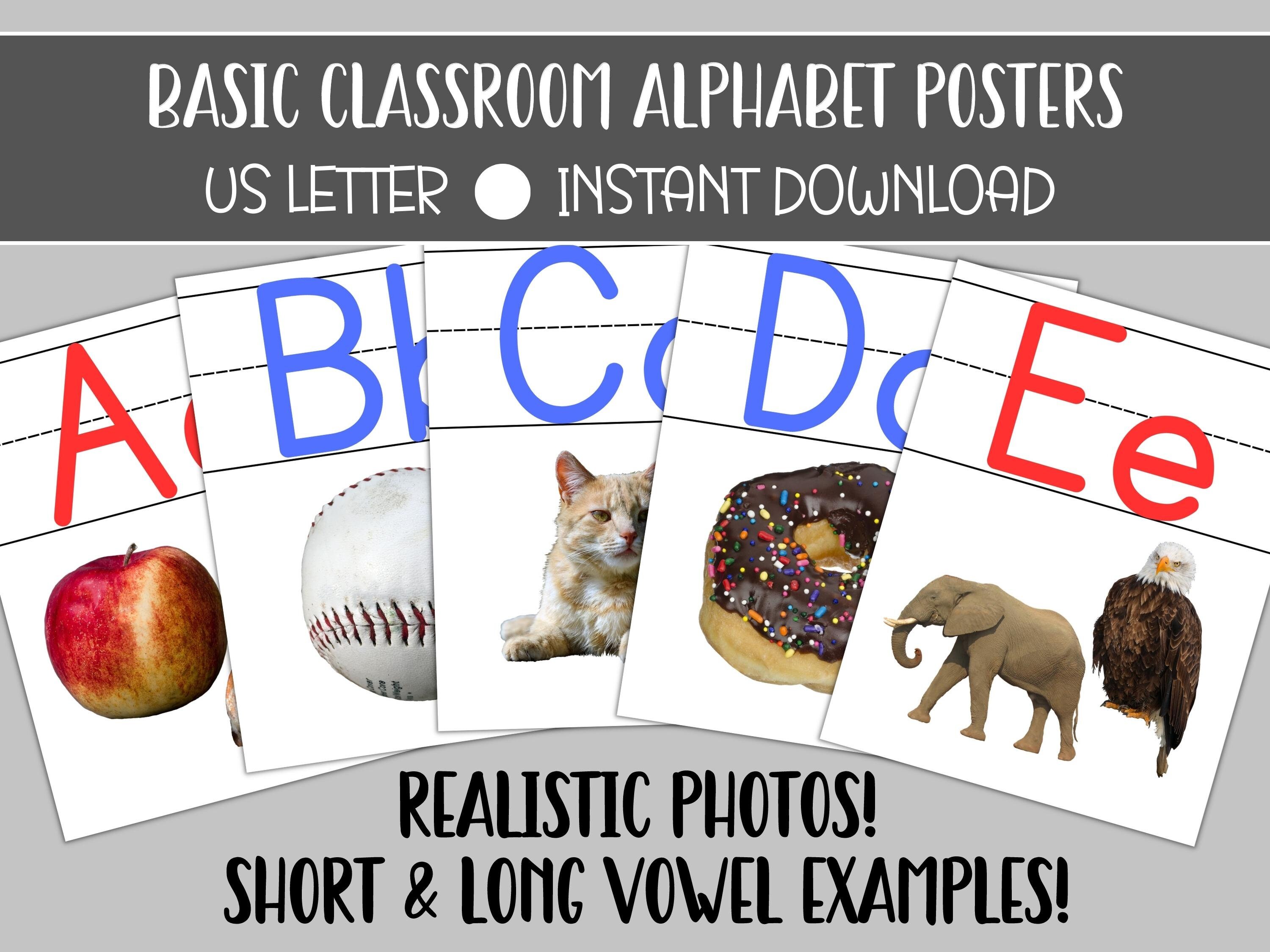 Printable Simple Classroom Decor, Basic Alphabet Classroom Posters ...