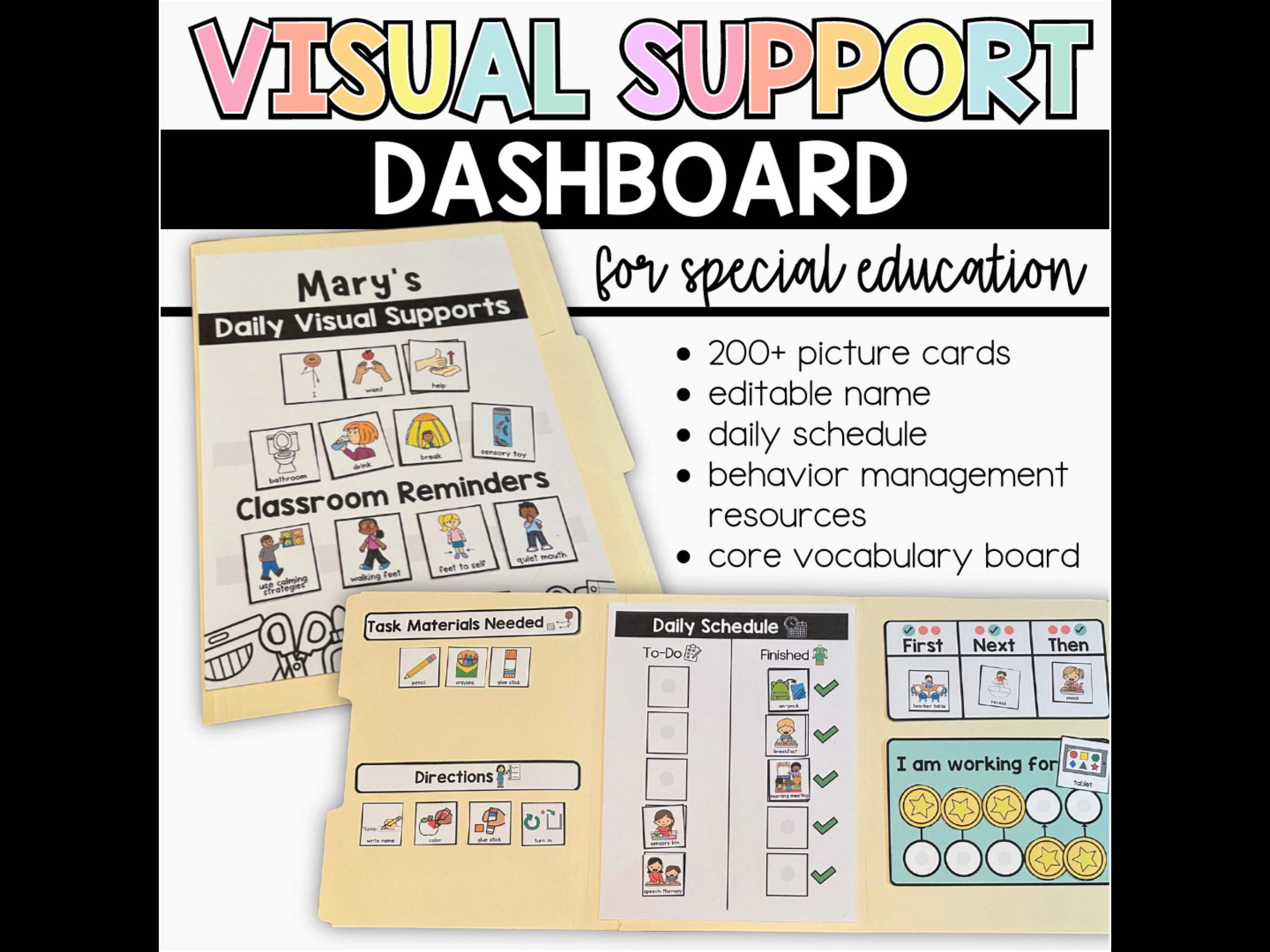 Visual Support Dashboard, File Folder Daily Schedule, Special Education ...