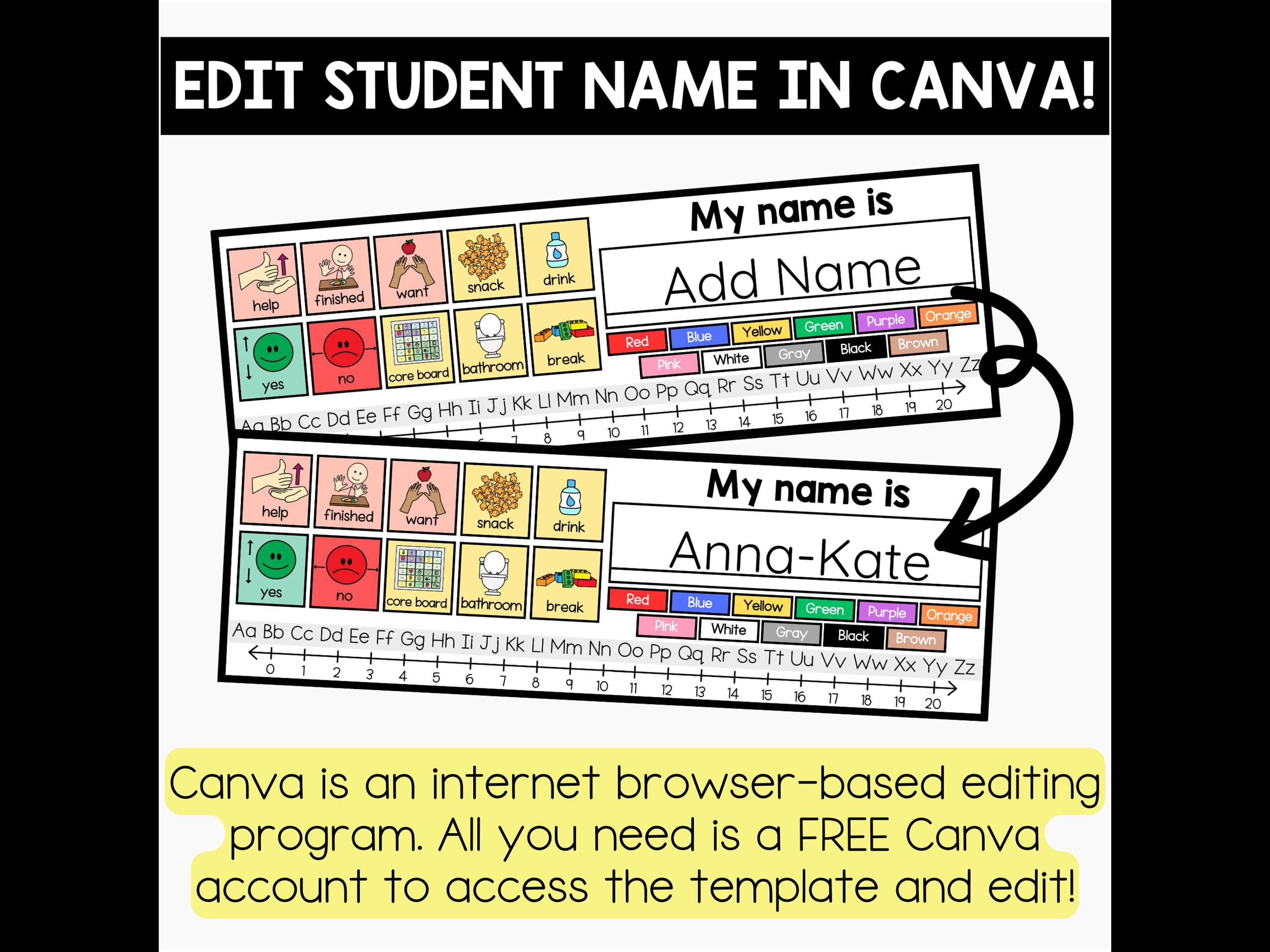AAC Student Helper Desk Nameplate, Communication Board, Autism ...