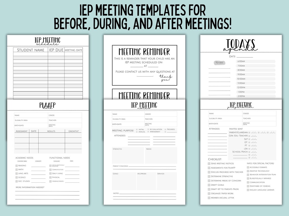 Editable IEP Meeting Planner Templates, Canva Templates, Printable ...