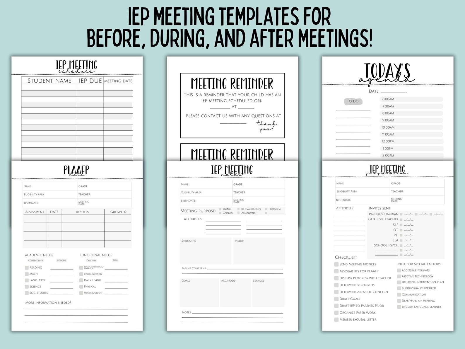 Editable IEP Meeting Planner Templates, Canva Templates, Printable ...