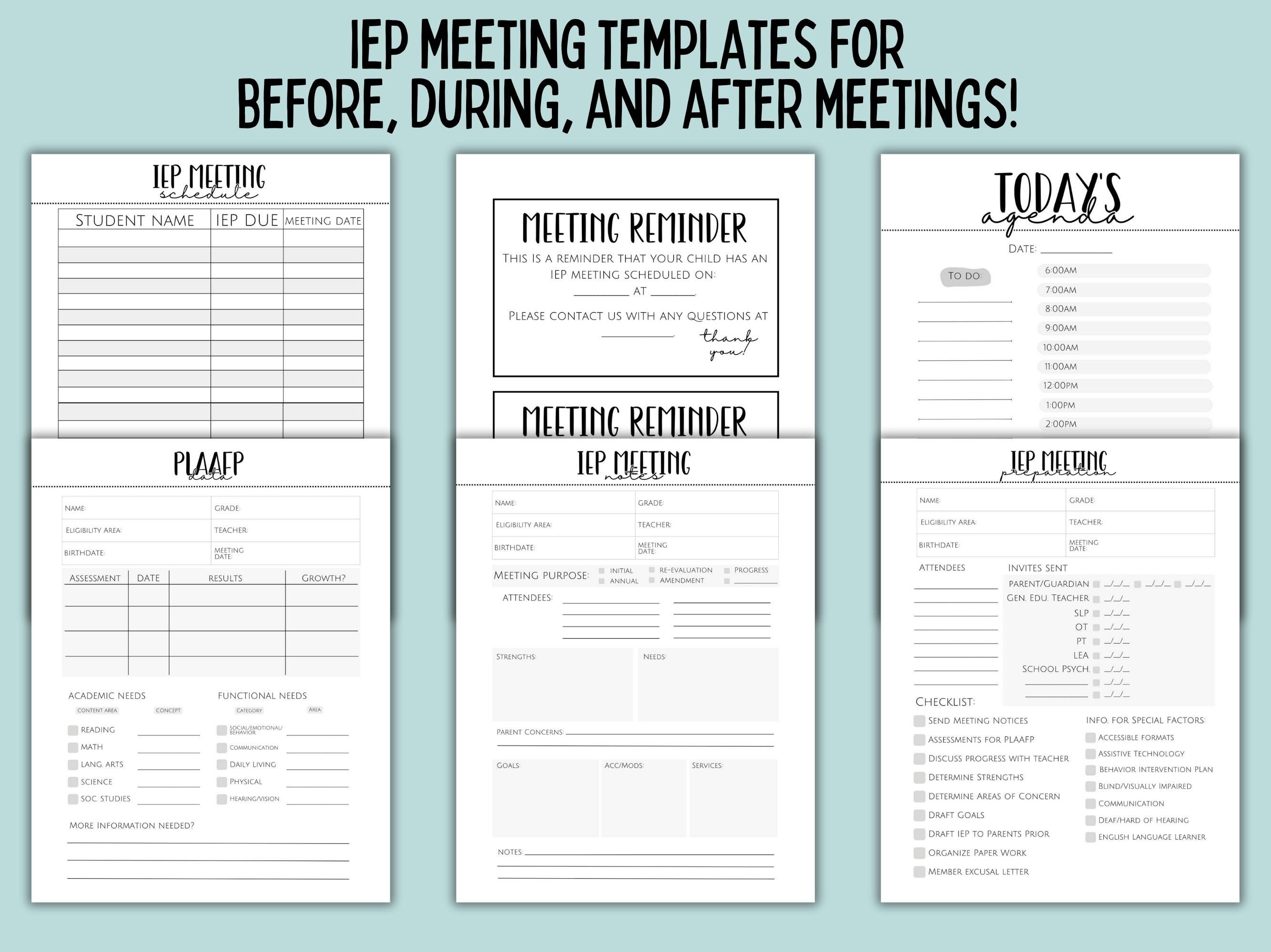 Editable IEP Meeting Planner Templates, Canva Templates, Printable ...