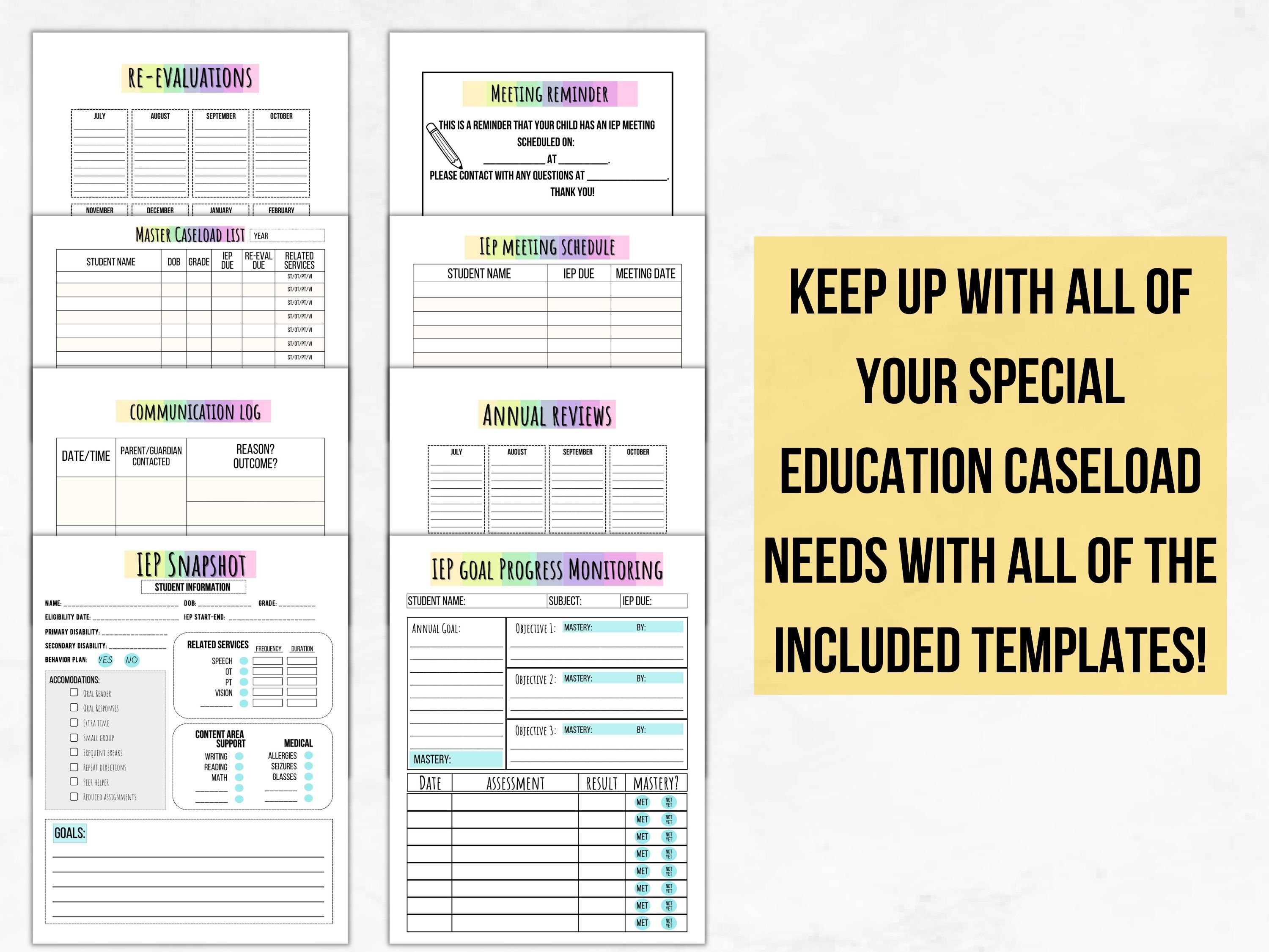 Editable Special Education Caseload Templates, Canva Templates ...