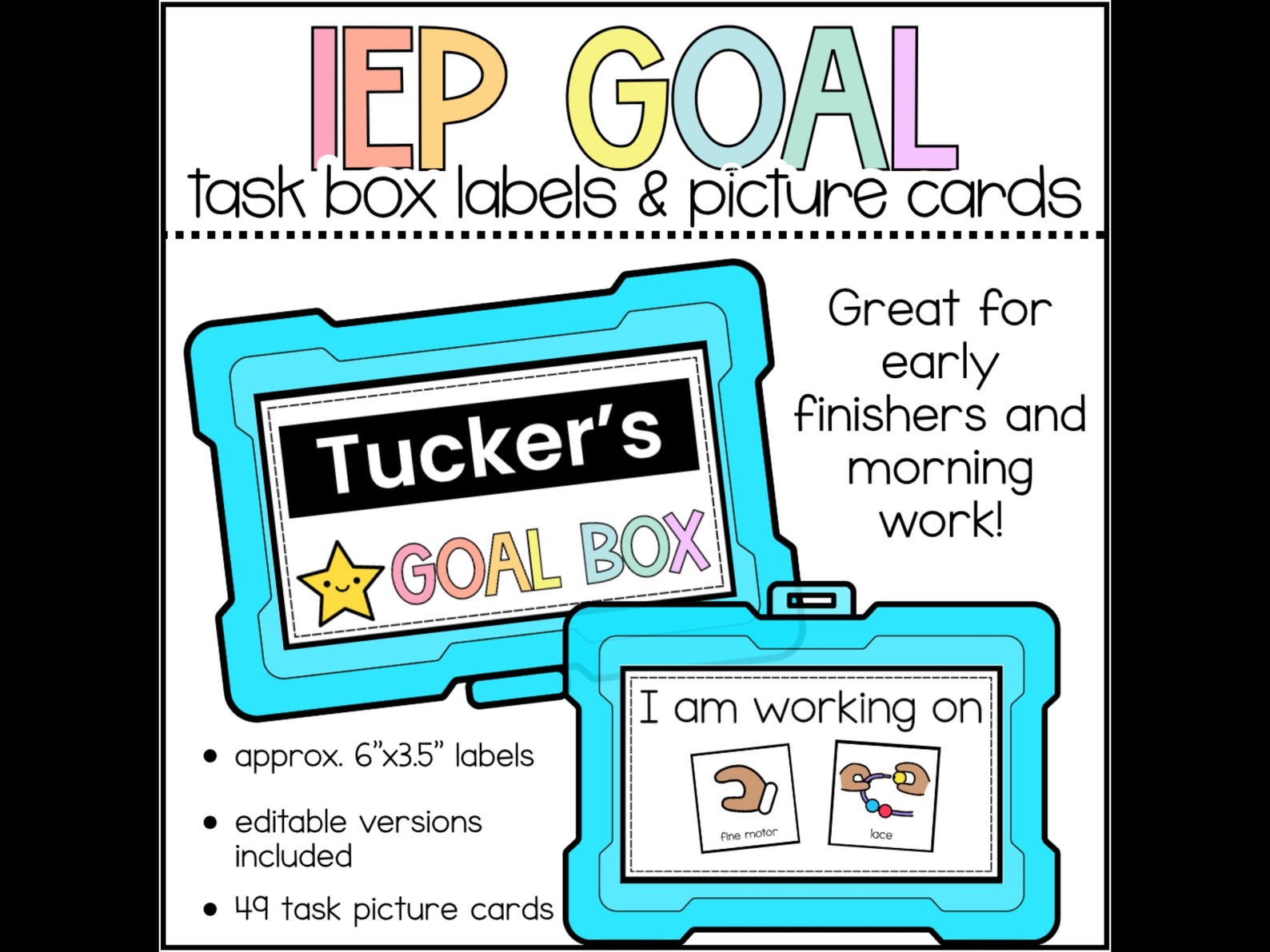 IEP Goal Task Box Labels & Visuals: Special Education (digital Download ...