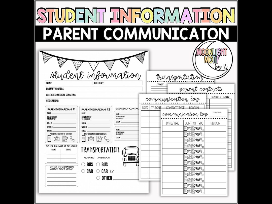 Student Information, Parent Contact Log, Communication Log ...