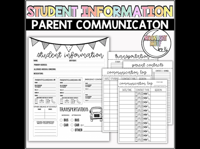 Student Information, Parent Contact Log, Communication Log ...