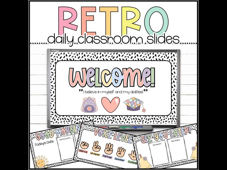 Retro Morning Message Slides, Morning Meeting, Daily Schedule ...