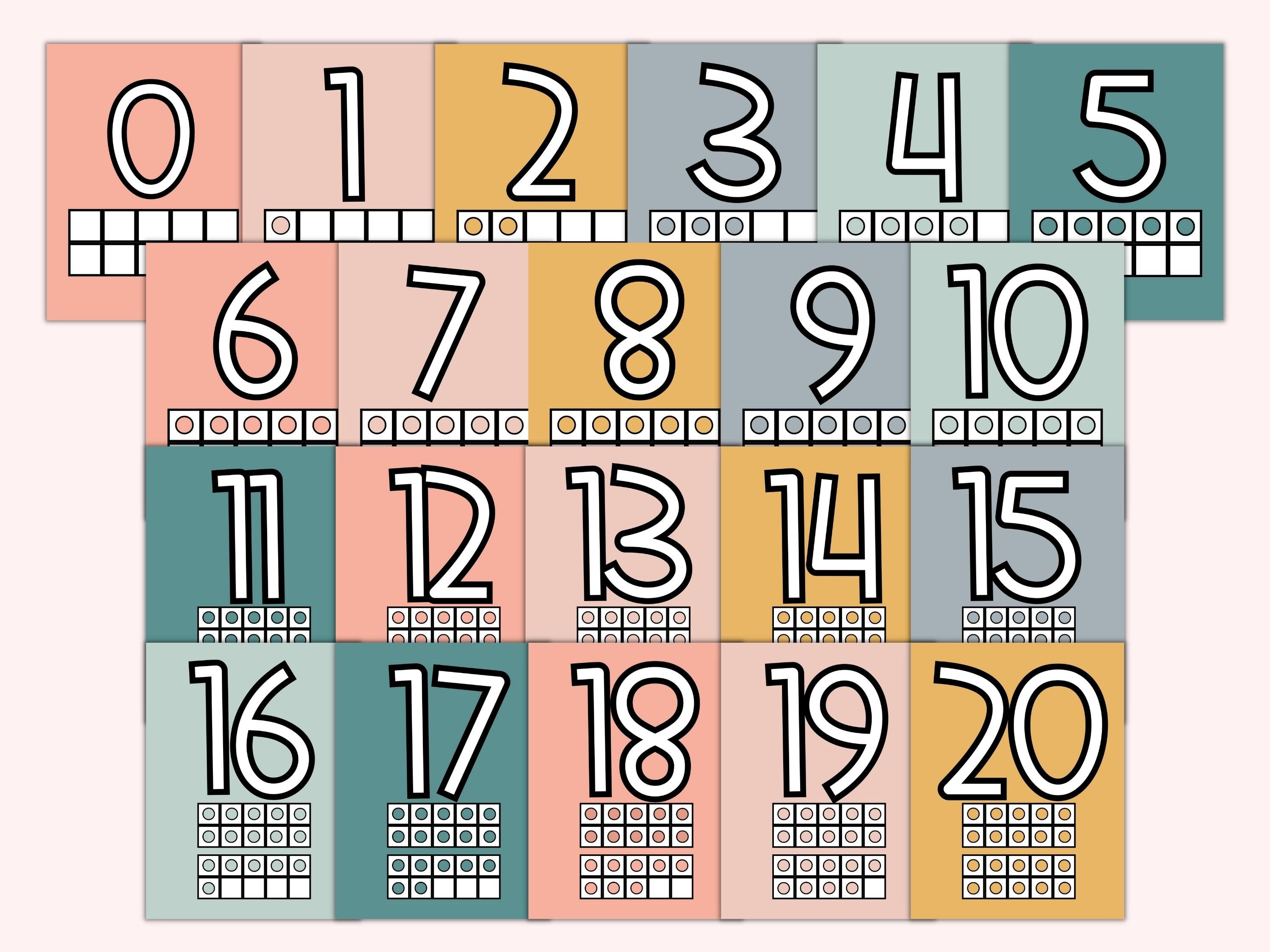 Printable Neutral Boho Classroom Decor, Boho Number Line, Number ...