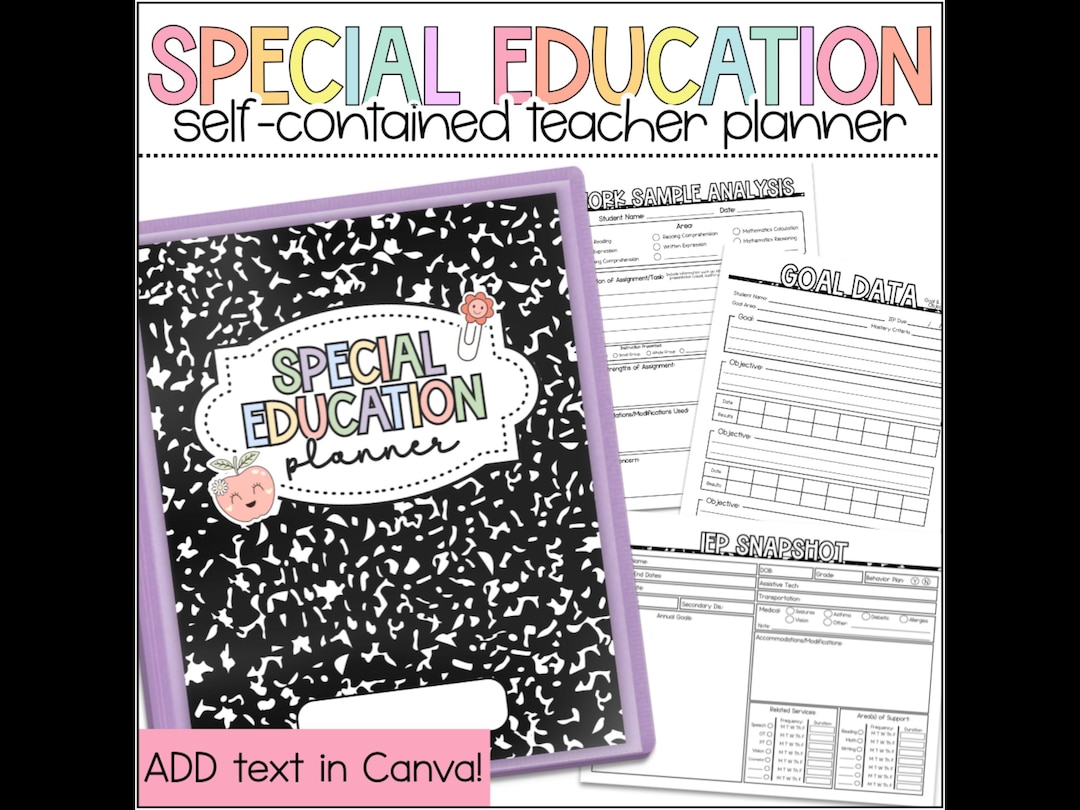 Composition Special Education Planner, Self-contained Teacher Binder ...