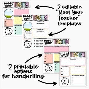 Editable Meet the Teacher Templates, Back to School Teacher Prep, Open ...