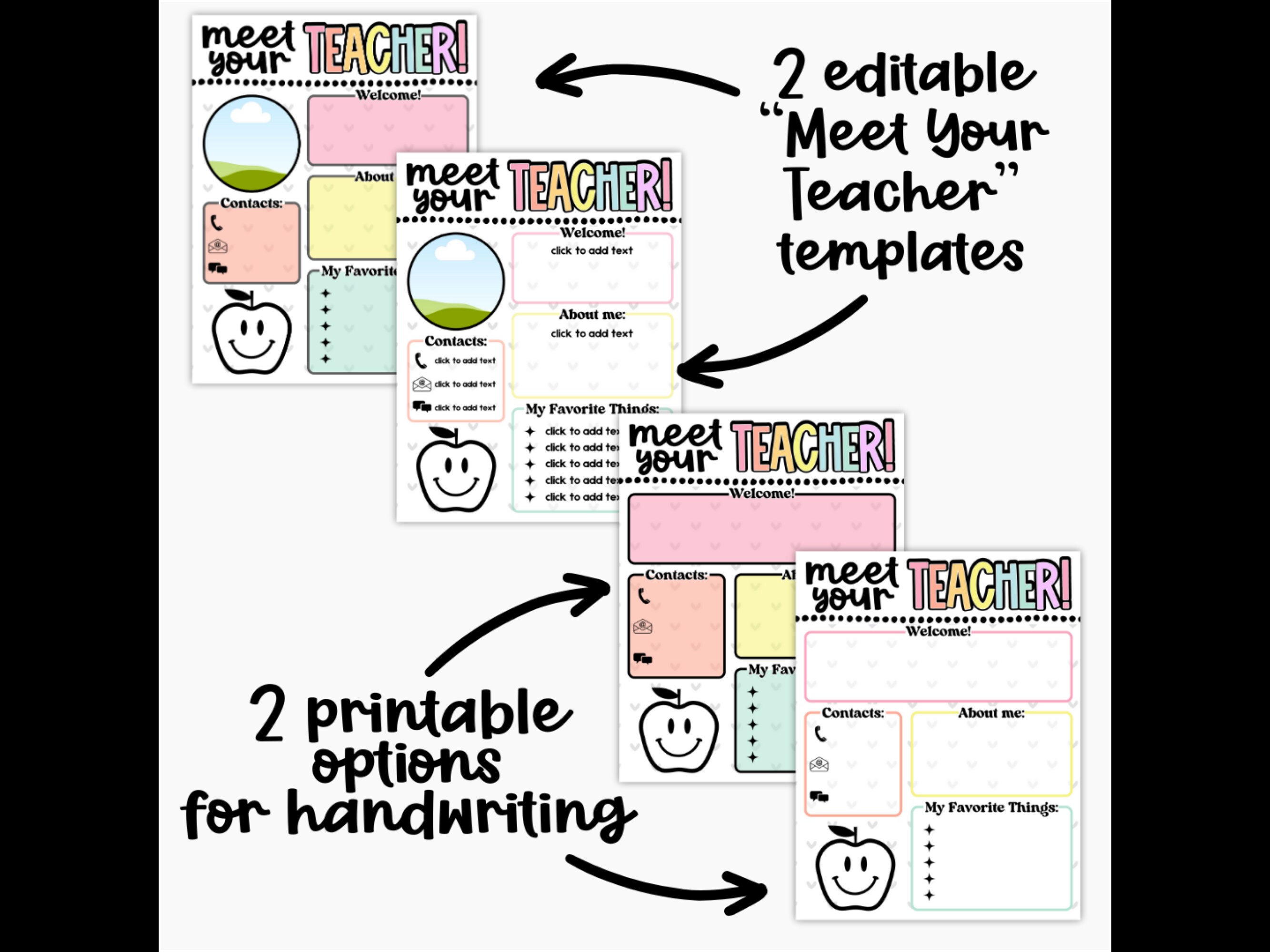Editable Meet the Teacher Templates, Back to School Teacher Prep, Open ...