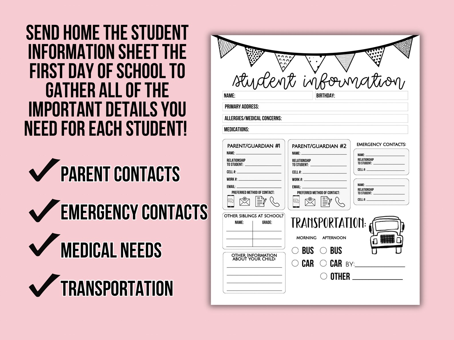 Student Information Parent Contact Log Communication Log - Etsy