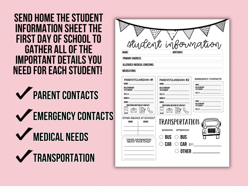 Student Information Parent Contact Log Communication Log - Etsy