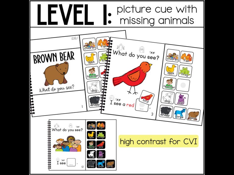 Printable Adapted Brown Bear Book, Special Education, Visually Impaired ...