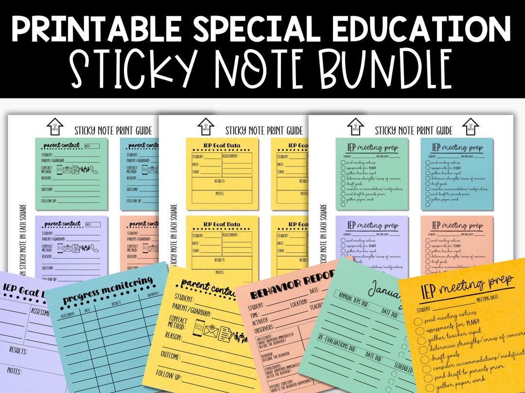 Printable Special Education Sticky Notes, IEP Meeting Prep, Behavior ...