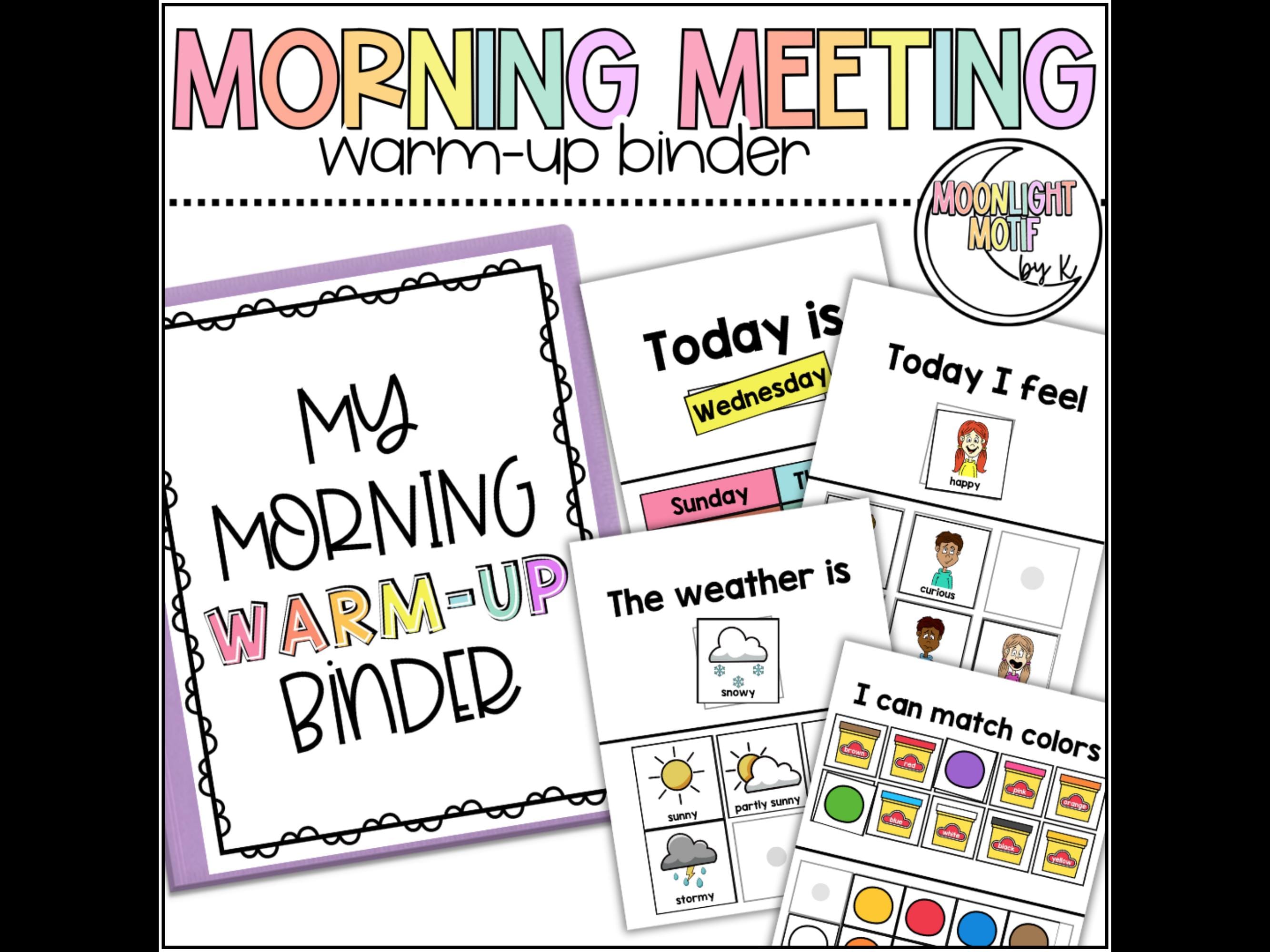 Morning Warm-up Binder, Morning Meeting Binder, Special Education ...