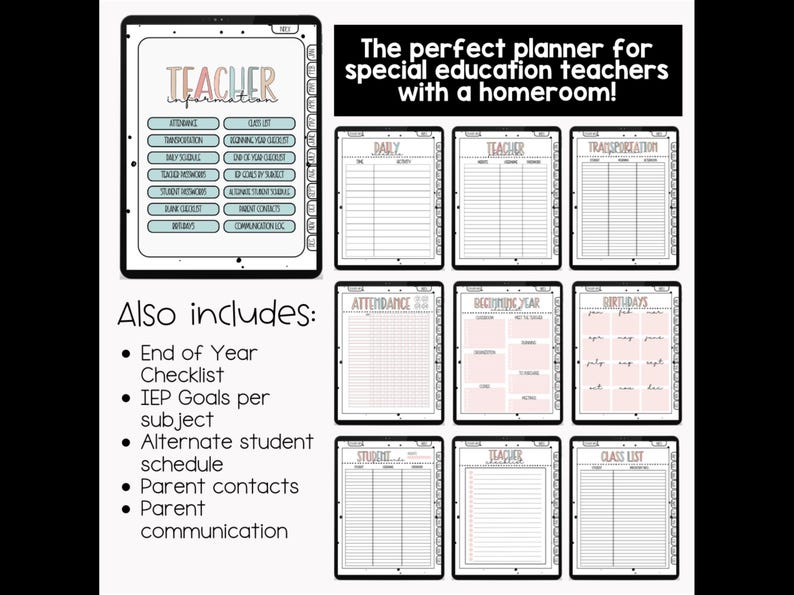 Digital SELF CONTAINED Boho Special Education Planner, Caseload and ...