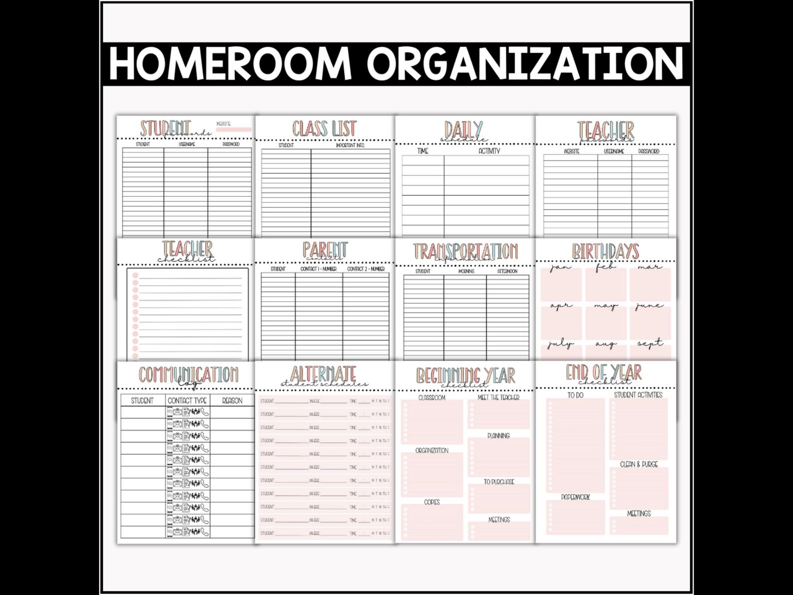 Editable Self Contained Special Education Planner, Editable Boho ...