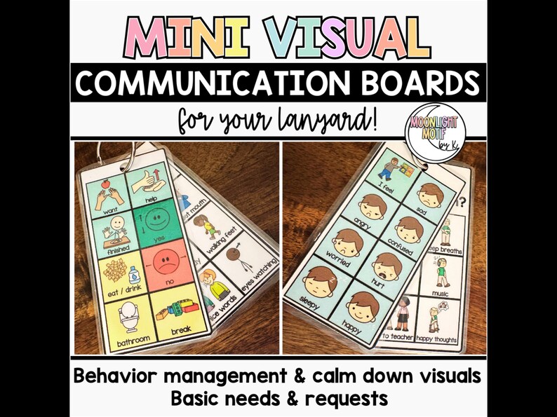 Portable Mini Communication Boards, Lanyard Visuals on the Go, Special ...