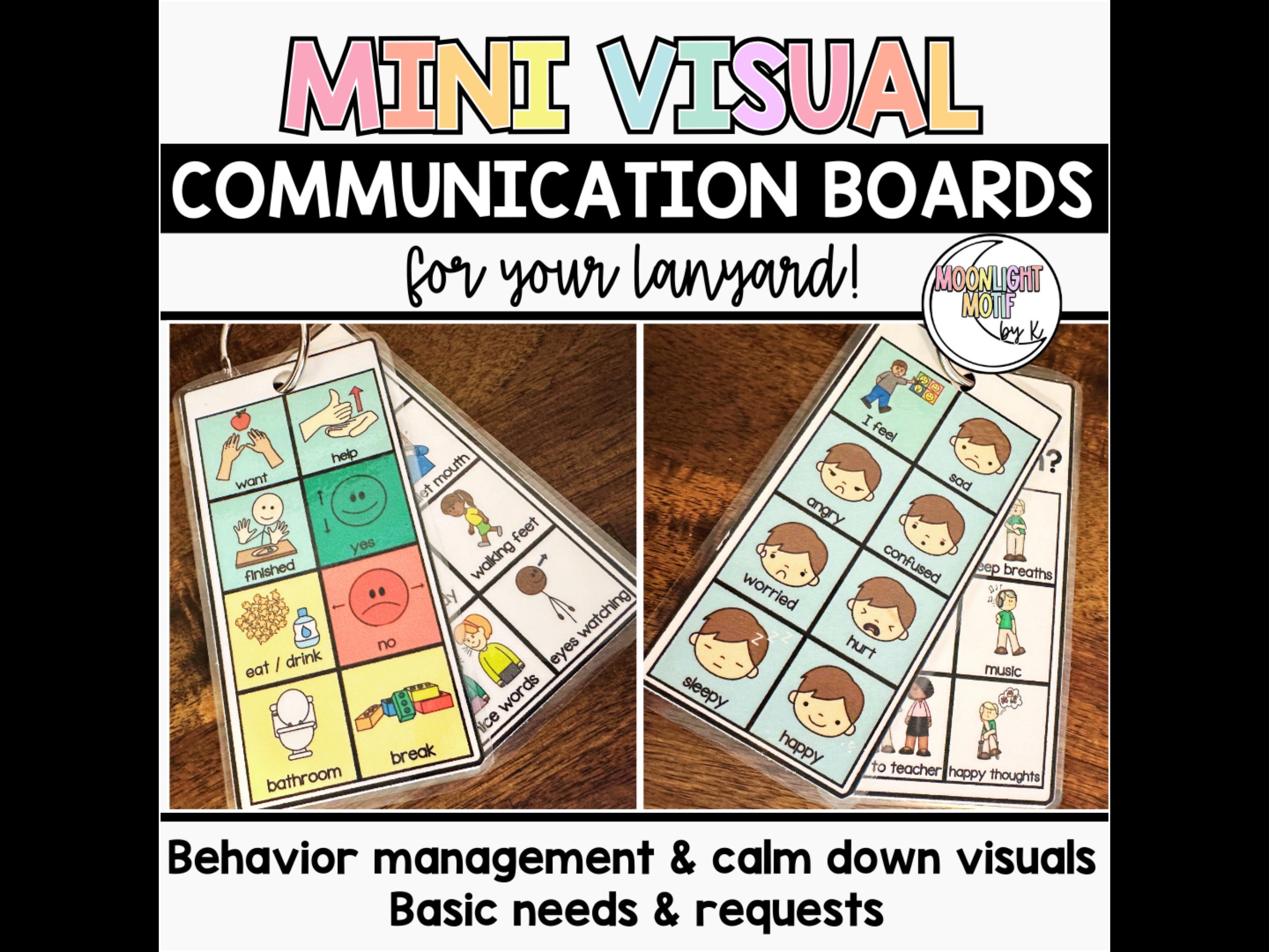 Portable Mini Communication Boards, Lanyard Visuals on the Go, Special ...