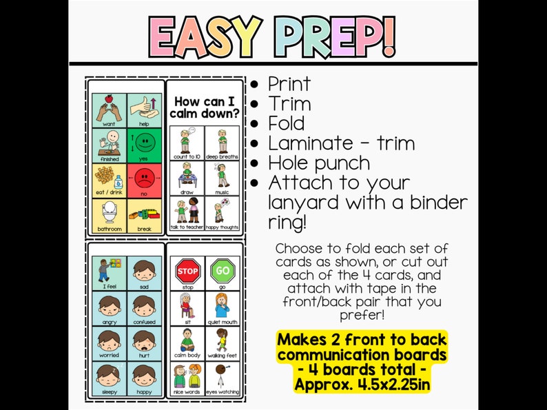 Portable Mini Communication Boards, Lanyard Visuals on the Go, Special ...