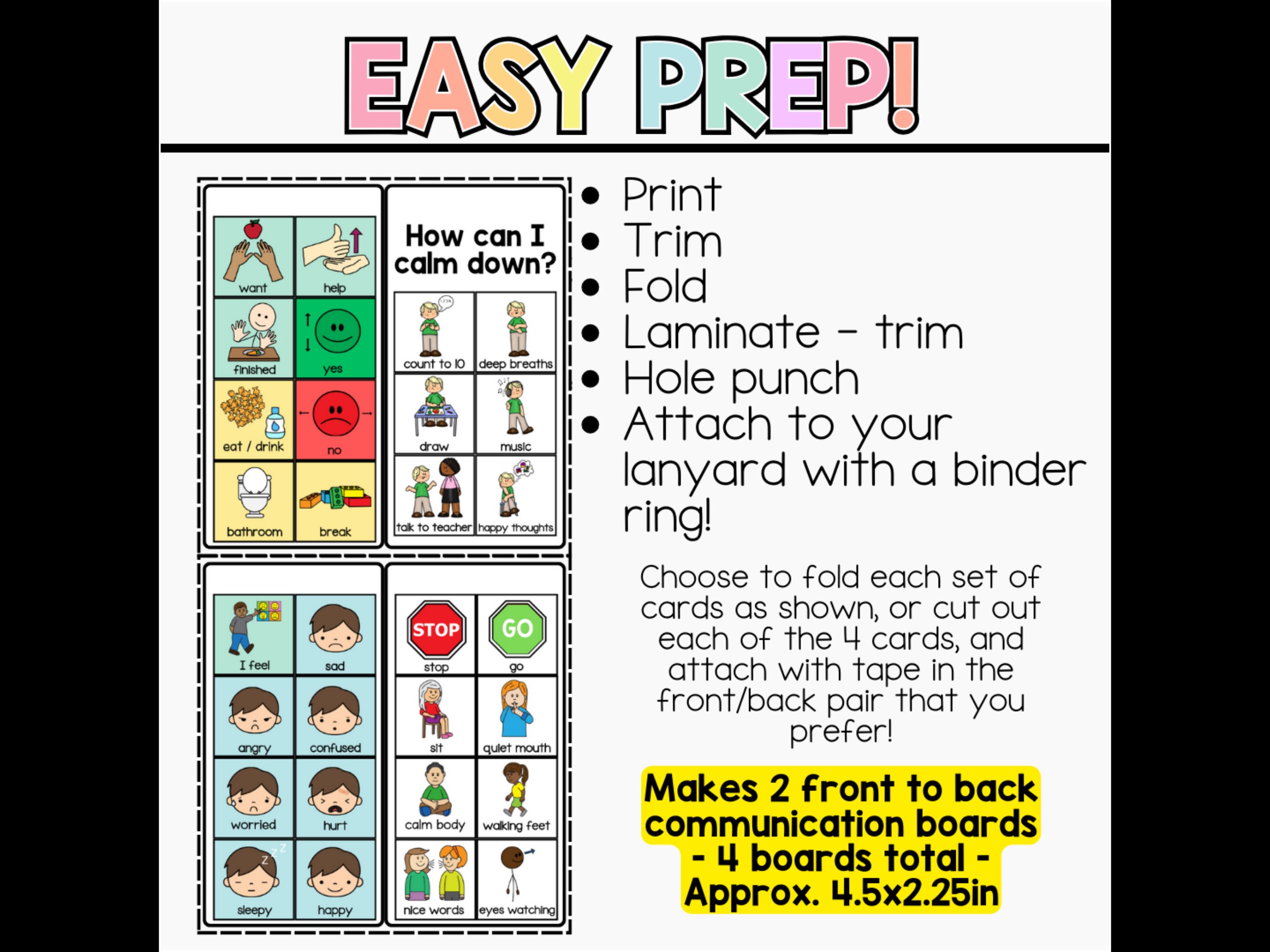 Portable Mini Communication Boards, Lanyard Visuals on the Go, Special ...