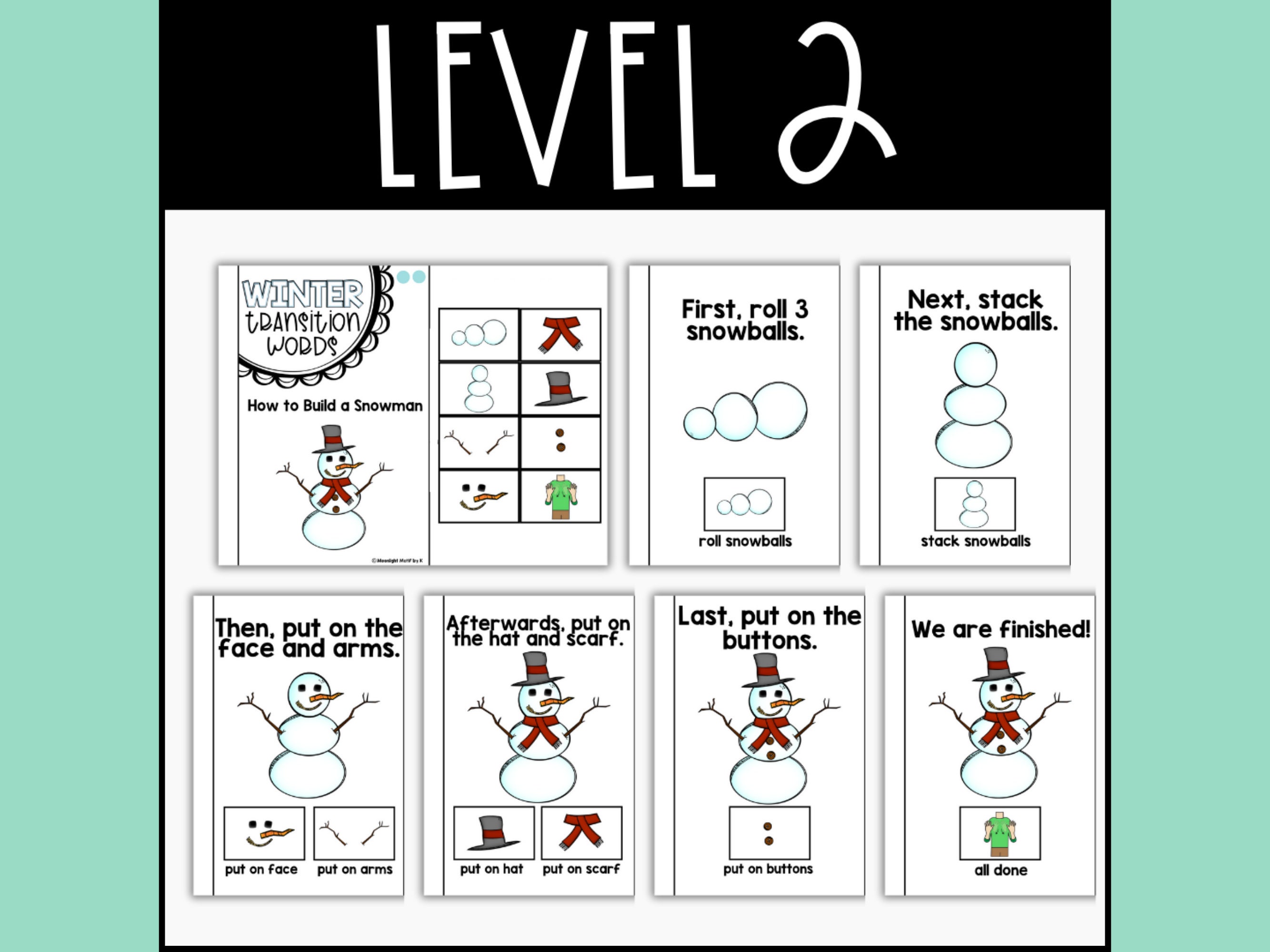 Winter Transition Words Adapted Books, How to Build a Snowman ...