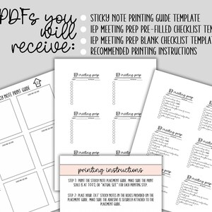 Printable IEP Meeting Preparation Sticky Note Templates, IEP Meeting ...