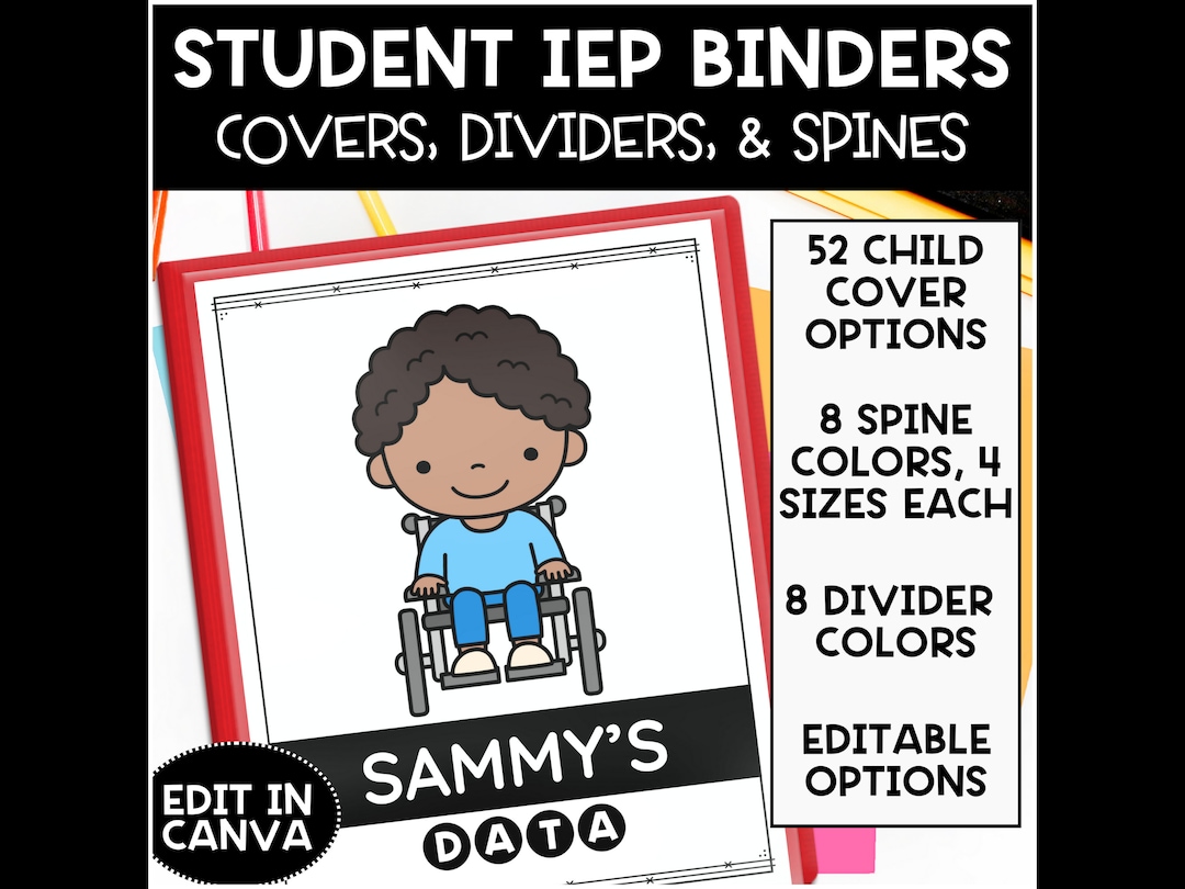 Student IEP Binder Kit, Editable IEP Case Management, Covers, Spines ...