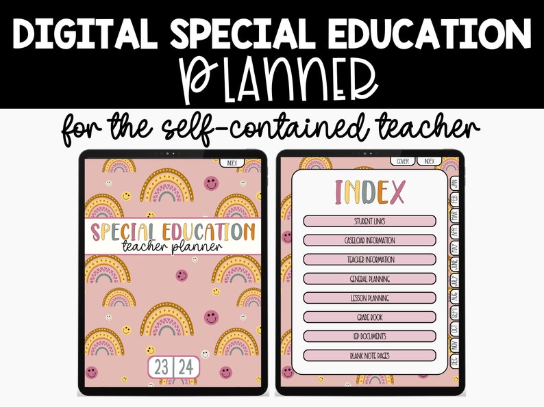 Digital SELF CONTAINED Rainbow Special Education Planner, Caseload and ...