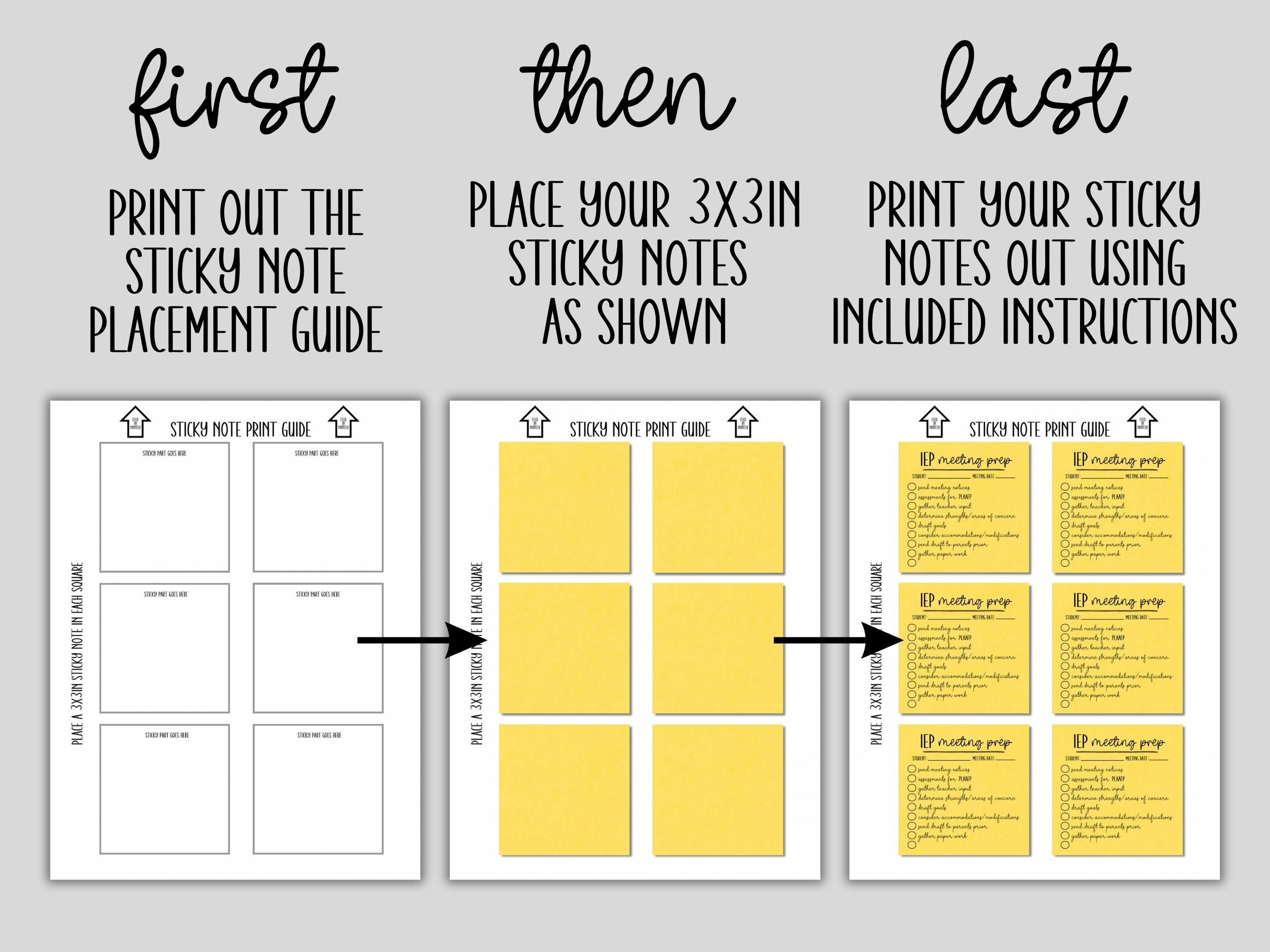 Printable IEP Meeting Preparation Sticky Note Templates, IEP Meeting ...