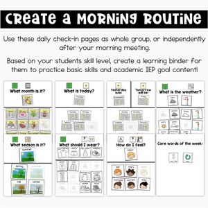 Morning Warm-up Binder, Morning Meeting Binder, Special Education ...