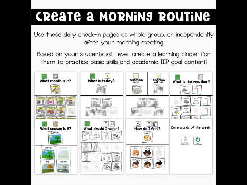 Morning Warm-up Binder, Morning Meeting Binder, Special Education ...