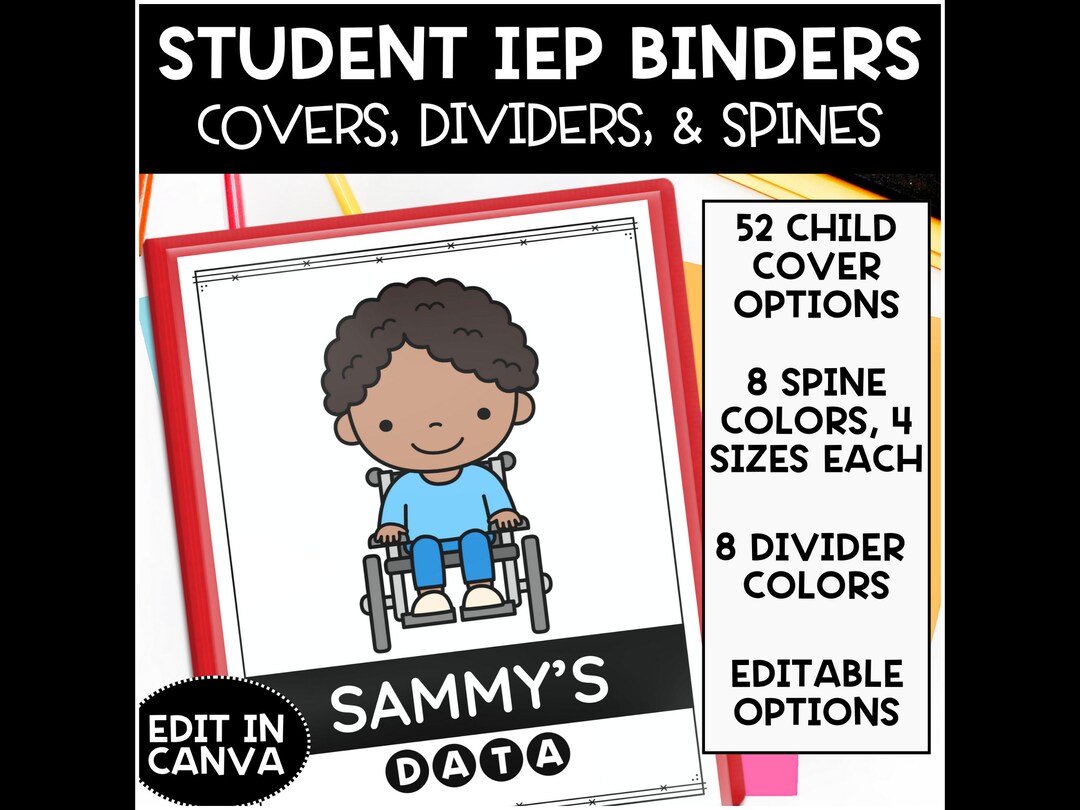Student IEP Binder Kit, Editable IEP Case Management, Covers, Spines ...