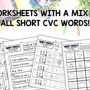 CVC Word Activities, Short Vowel Centers, Phonics Games for Early ...