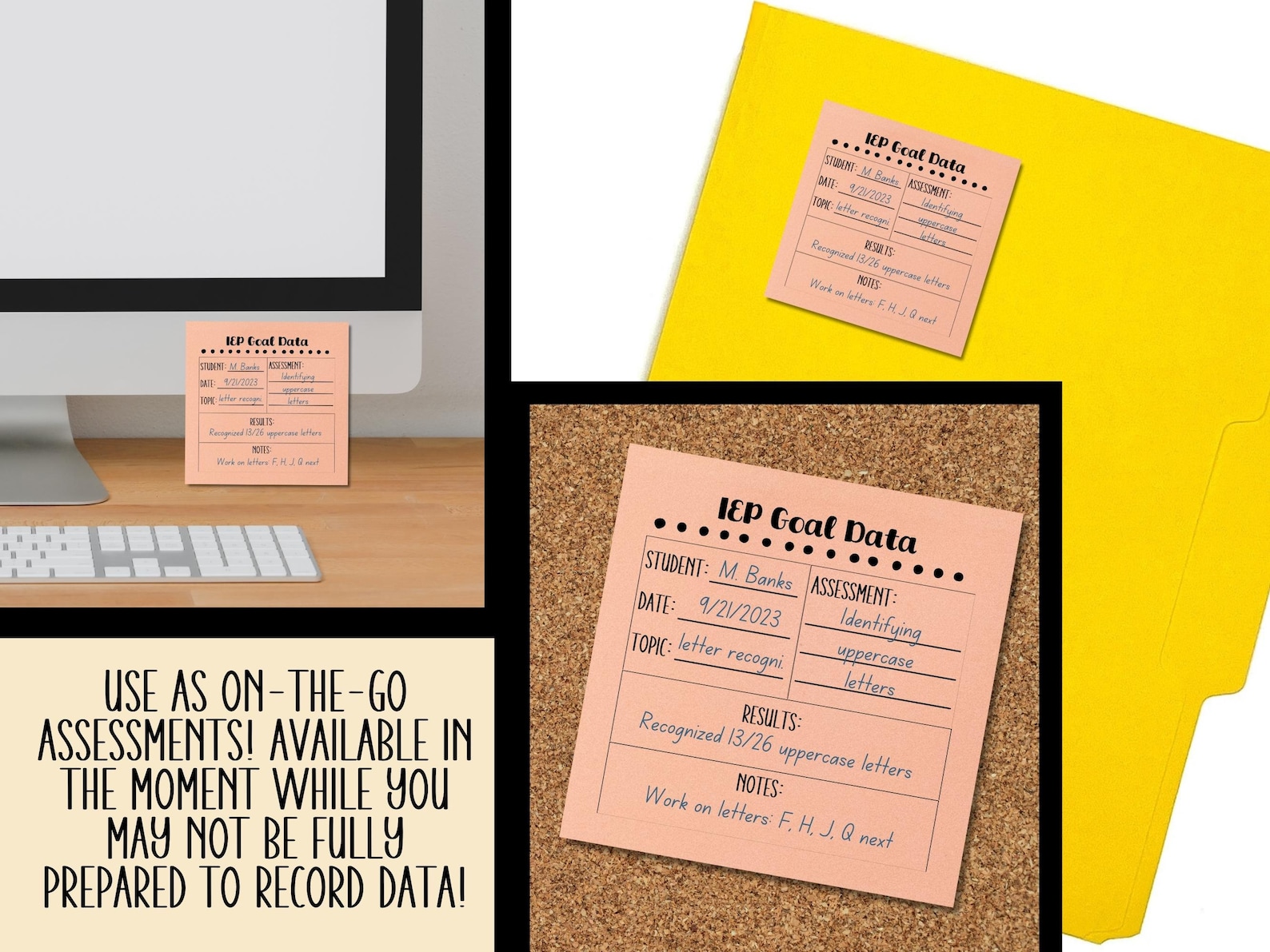Printable IEP Goal Sticky Note Templates, Progress Monitoring, IEP ...
