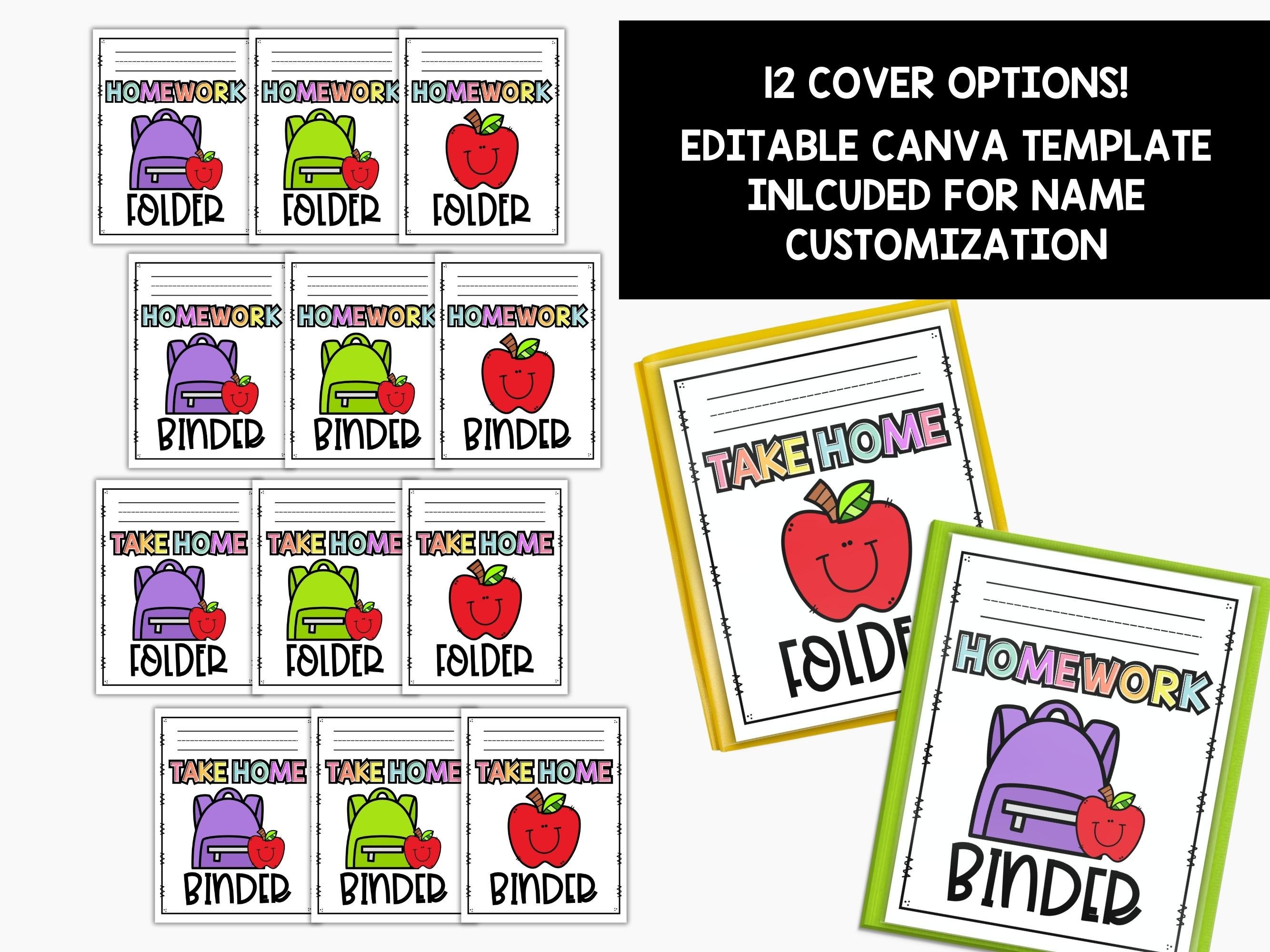 Editable Take Home Folder Canva Templates Student Homework - Etsy