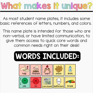 AAC Student Helper Desk Nameplate, Communication Board, Autism ...