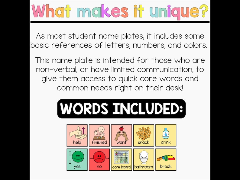 AAC Student Helper Desk Nameplate, Communication Board, Autism ...